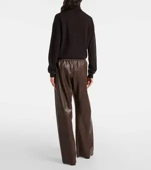 Nour Hammour Olan Wide-leg Leather Pants
