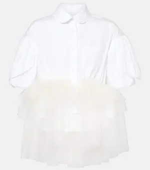 Simone Rocha Tulle-trimmed Cropped Shirt