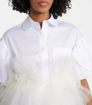 Simone Rocha Tulle-trimmed Cropped Shirt