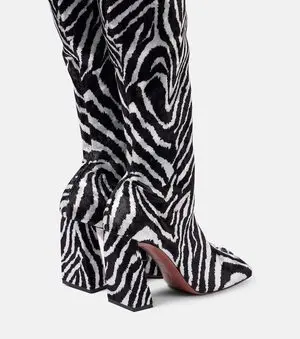 Amina Muaddi Marine Stretch 95 Velvet Knee-high Boots - Black
