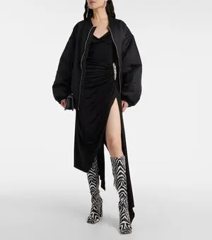Amina Muaddi Marine Stretch 95 Velvet Knee-high Boots - Black