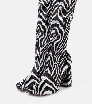 Amina Muaddi Marine Stretch 95 Velvet Knee-high Boots - Black