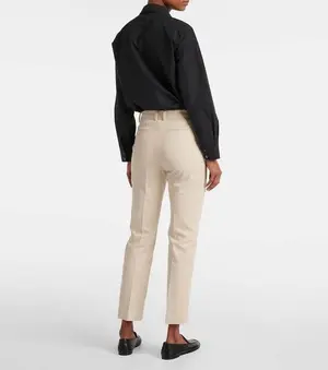 JOSEPH Coleman Cropped Gabardine Slim Pants - Blue