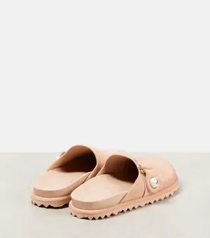 JIMMY CHOO Fayence Suede Mules - Beige