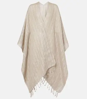 Brunello Cucinelli Linen-blend Poncho - Multicoloured