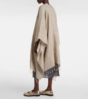 Brunello Cucinelli Linen-blend Poncho - Multicoloured
