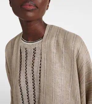 Brunello Cucinelli Linen-blend Poncho - Multicoloured
