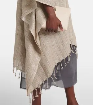 Brunello Cucinelli Linen-blend Poncho - Multicoloured