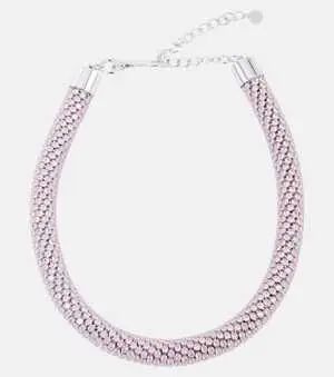 SELF-PORTRAIT Crystal-embellished Choker - Pink