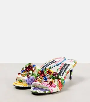 Dolce & Gabbana Kiera Floral Embellished Brocade Mules