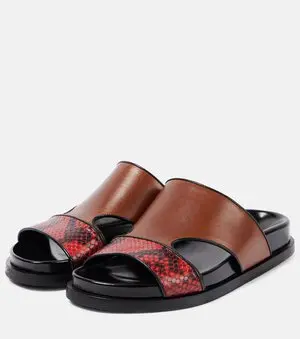 Dries Van Noten Leather Slides - Beige