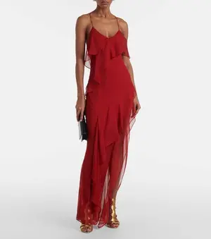THE SEI Ruffled Silk Chiffon Gown