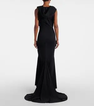 Magda Butrym Hooded Silk-blend Jersey Maxi Dress