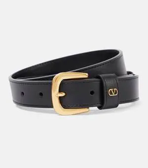Valentino Garavani Vlogo Leather Belt - Black