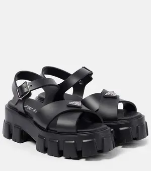 Prada Monolith Platform Sandals - Black