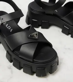 Prada Monolith Platform Sandals - Black