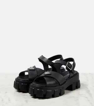 Prada Monolith Platform Sandals - Black