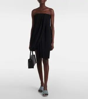 JW Anderson Draped Off-shoulder Wool-blend Bustier Dress