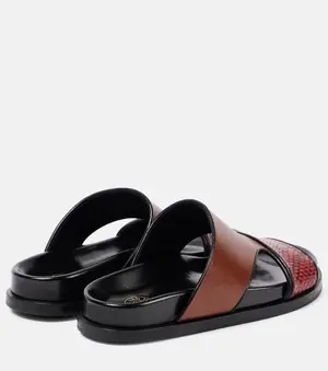 Dries Van Noten Leather Open Toe Slides