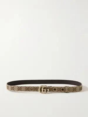 Gucci Gg Marmont Canvas-jacquard Belt - Neutrals