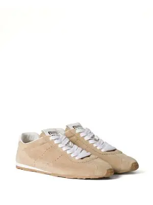 Miu Miu Plume Suede Sneakers - Neutrals