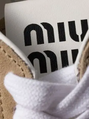 Miu Miu Plume Suede Sneakers - Neutrals