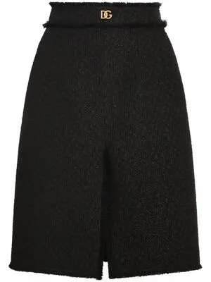 Dolce & Gabbana Dna Tweed Midi Skirt - Black