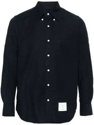 Thom Browne Logo-tag Cotton Shirt - Blue