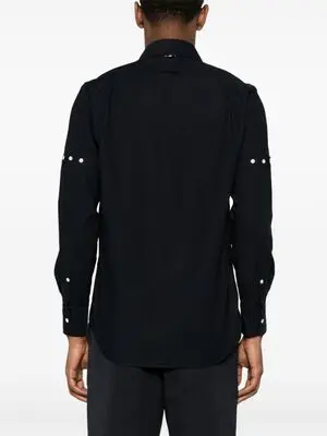 Thom Browne Logo-tag Cotton Shirt - Blue