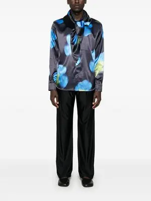 FLANEUR Blurred Flower Hooded Shirt