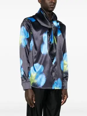 FLANEUR Blurred Flower Hooded Shirt