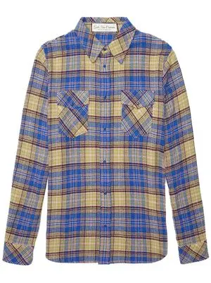 GOD'S TRUE CASHMERE Check-print Cashmere Overshirt - Blue