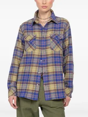GOD'S TRUE CASHMERE Check-print Cashmere Overshirt - Blue