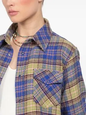 GOD'S TRUE CASHMERE Check-print Cashmere Overshirt - Blue