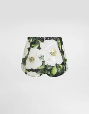 Dolce & Gabbana Sequin-embroidered Cady High-waisted Panties With Gardenia - Print