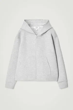 Cos Oversized Scuba-jersey Zip-up Hoodie - Grey