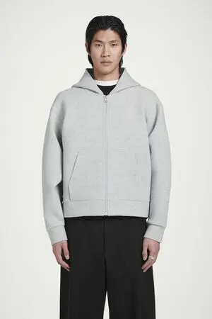 Cos Oversized Scuba-jersey Zip-up Hoodie - Grey