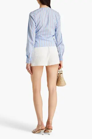Veronica Beard Ozzie Wrap-effect Striped Top