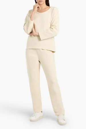 Another Tomorrow French Cotton-blend Terry Track Pants - Ecru