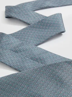 REISS Caruso Geometric-print Tie - Soft Blue