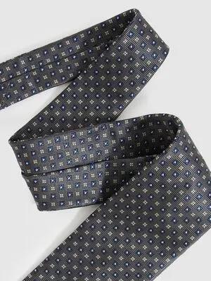 REISS Pelosa Foulard Silk-blend Tie - Charcoal
