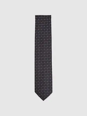 REISS Reiss Pelosa Foulard Silk-Blend Tie Navy/tobacco