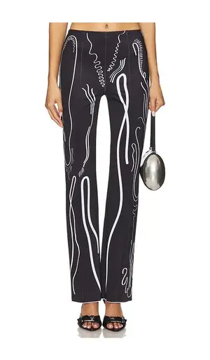 DI PETSA Venus Shell Lycra Trousers - Black With White Print
