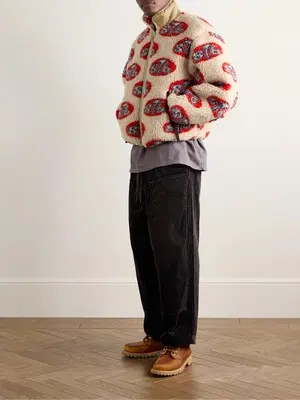 Kapital Drizzler Cropped Printed Fleece Jacket