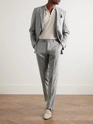 Canali Kei Slim-fit Linen And Wool-blend Suit Jacket