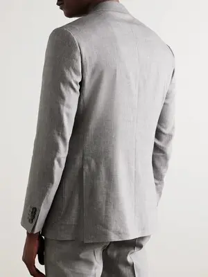 Canali Kei Slim-fit Linen And Wool-blend Suit Jacket