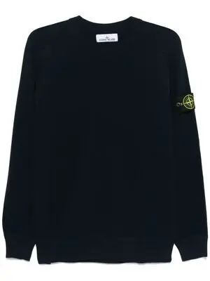 Stone Island Piqué-weave Crew Neck Sweatshirt - Blue