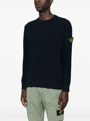 Stone Island Piqué-weave Crew Neck Sweatshirt - Blue