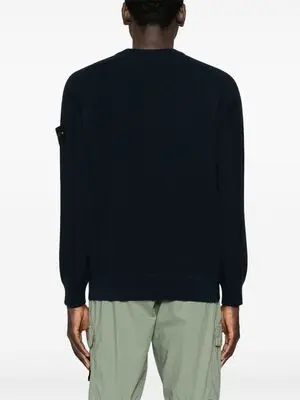 Stone Island Piqué-weave Crew Neck Sweatshirt - Blue