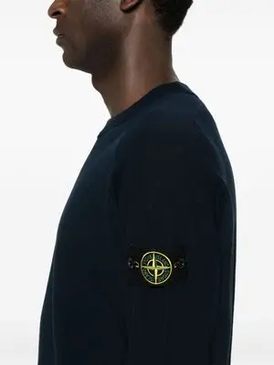 Stone Island Piqué-weave Crew Neck Sweatshirt - Blue